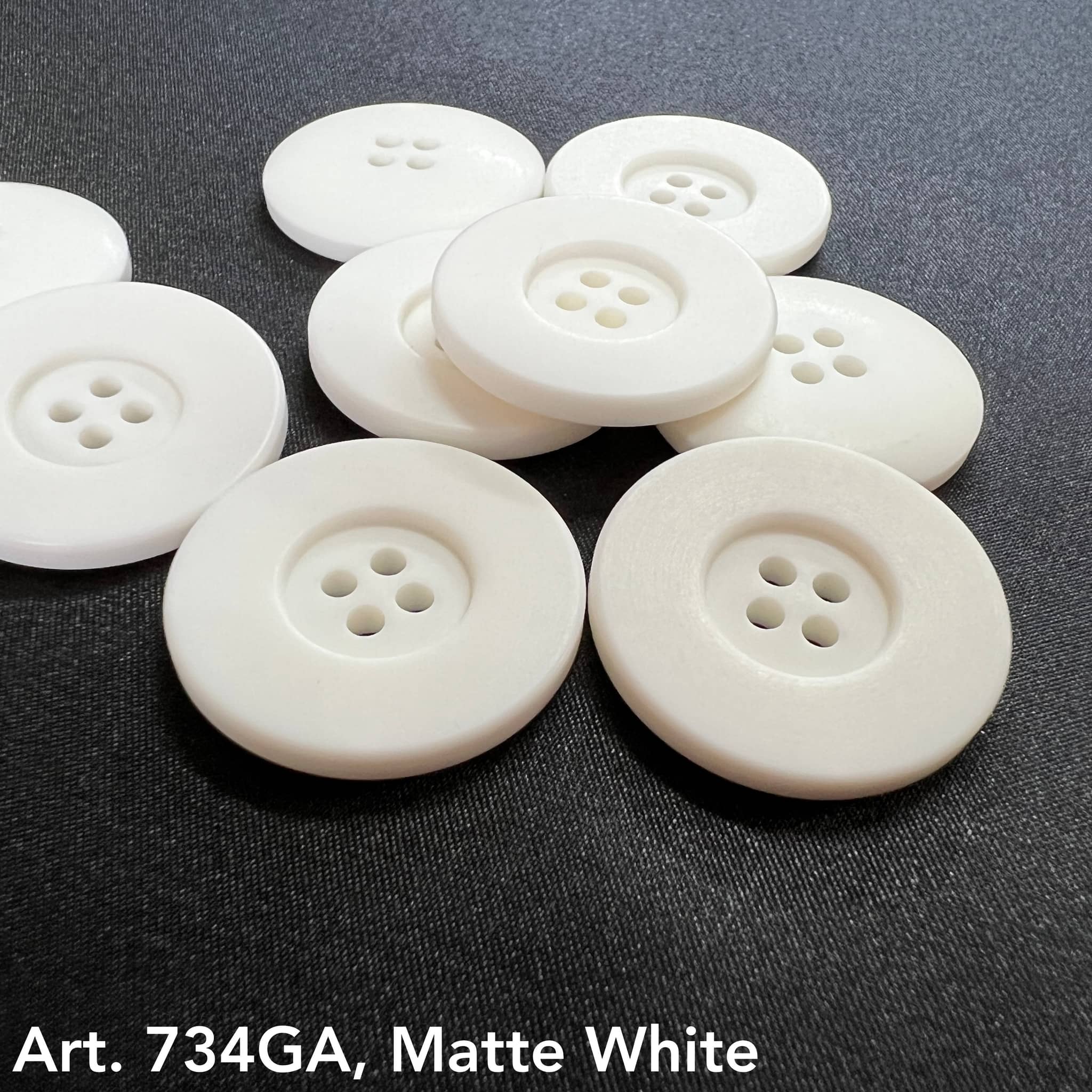 Matte White Garment Buttons - Art. 734GA | Buttonology Inc.